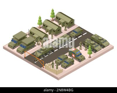 military barracks base camp isometric icon vector illustration Stock ...