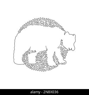 Continuous curve line drawing of bear have beautiful thick fur abstract ...