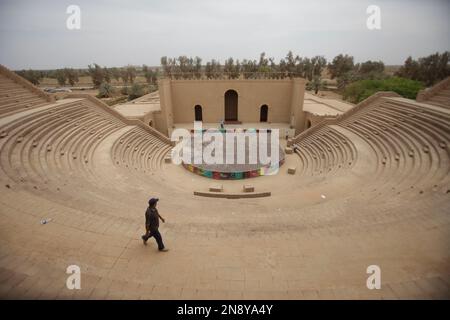Saddam Hussein's Babylon, south of Baghdad, Iraq, part rebuilt by ...