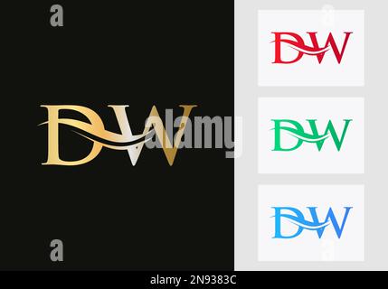 Initial DW Water Wave Letter Logo With Creative Modern Typography ...