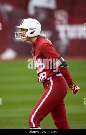 Alabama outfielder Jenna Johnson (88) takes a breath during an NCAA ...