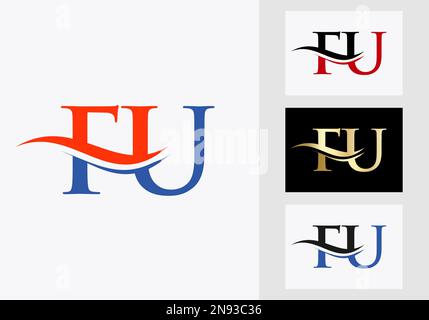 premium FU logo monogram with gold circle frame. luxury initials design ...