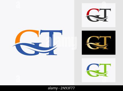 GT connected alphabet letter logo icon combination design with dots and ...