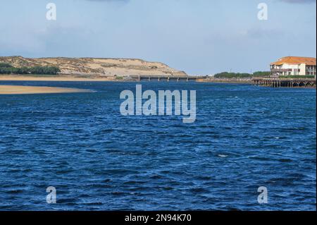 The coastal lake Lac de Soustons at Soustons, southwest France Stock ...