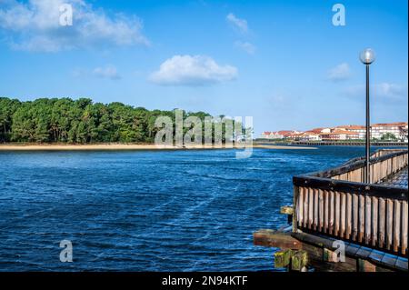 The coastal lake Lac de Soustons at Soustons, southwest France Stock ...