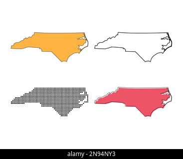 Set of North Carolina map, united states of america. Flat concept ...