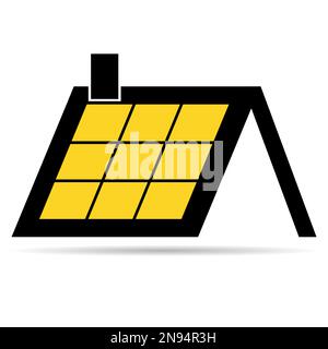 Solar panel shadow icon, green power technology, ecology alternative ...