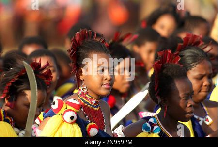 King Mswati III of Swaziland and Queen Elizabeth II Guests are greeted ...