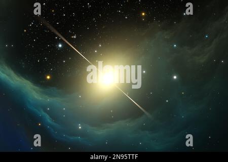 Pulsar in deep space. Collapse of a stellar core to a neutron star. 3D ...