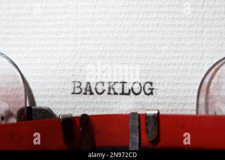Backlog word written with a typewriter Stock Photo - Alamy
