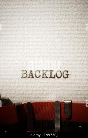 Backlog word written with a typewriter Stock Photo - Alamy
