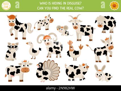 Farm animals I spy game for kids. Searching and counting activity with ...