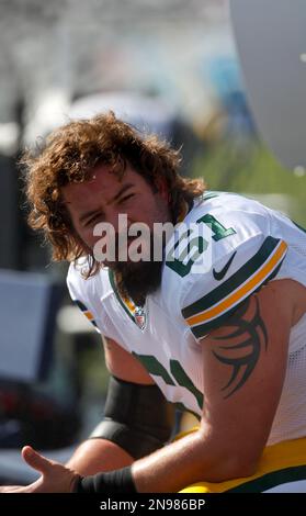 Green Bay Packers long snapper Brett Goode (61) during warm-ups for ...