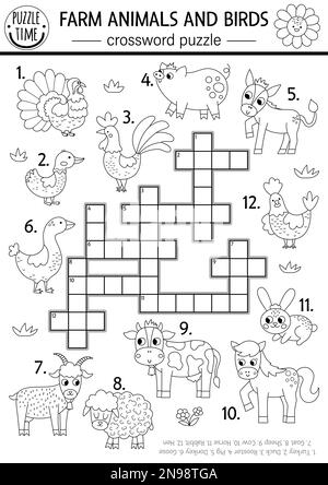 Vector on the farm word search puzzle for kids. Simple farm word search ...