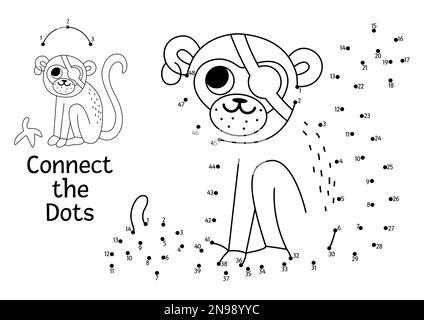 Vector dot-to-dot and color activity with pirate bottle with letter ...