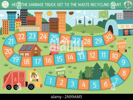 Ecological dice board game for children with kids caring of environment ...