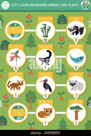 Ecological dice board game for children with kids caring of environment ...