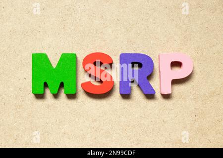 Wood letter in word MSRP (Abbreviation of manufacturer's suggested ...