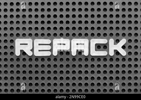 Alphabet letter with word repack in black line hand drawing as bubble ...