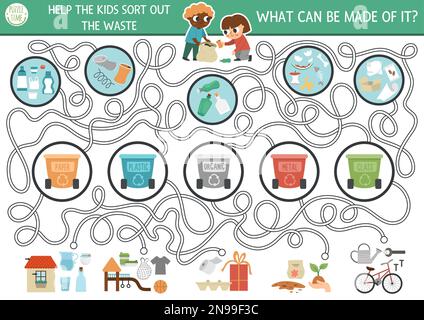 Ecological maze for children. Earth day preschool activity. Eco ...