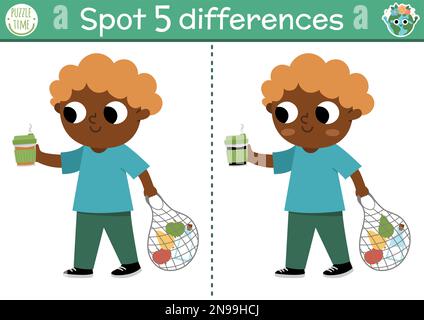 Boy Recycling Find The Differences Stock Vector Image & Art - Alamy