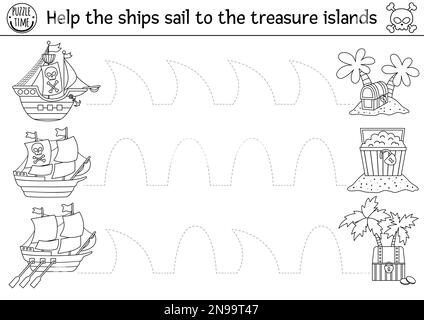 Vector pirate handwriting practice worksheet. Treasure island printable ...
