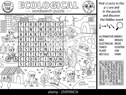 Vector ecological wordsearch puzzle for kids with endangered species ...