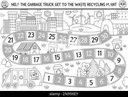 Ecological black and white dice board game for children with endangered ...