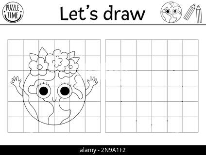 Complete the planet picture. Vector ecological symmetrical drawing ...
