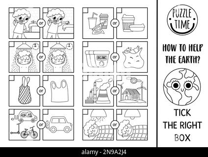 Ecological matching activity with waste sorting concept. Earth day ...
