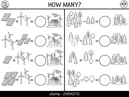 How many trees, wind turbines and solar panels game. Ecological house ...