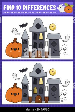 Haunted House Halloween Find The Differences Stock Vector Image & Art ...