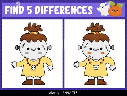 Zombie Halloween Find The Differences Stock Vector Image & Art - Alamy