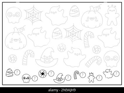 Halloween black and white I spy game for kids. Searching and counting ...