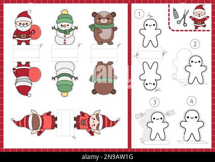 Finger puppets. Activity Game for kids. Christmas theme. Cute ...
