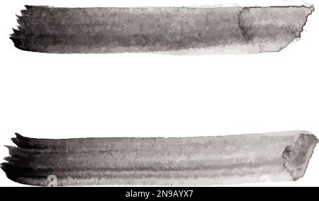 Set of black color watercolor handdrawing texture as brush or banner on ...