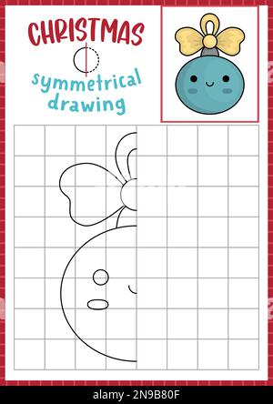 Christmas symmetrical drawing worksheet. Complete fir tree picture ...