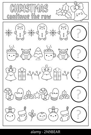What comes next. Christmas black and white matching activity for ...