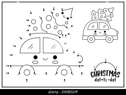 Connect the dots game. Car printable worksheet for kids. Can be used as ...