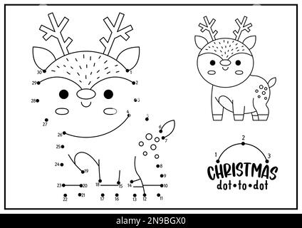 Dot to Dot Christmas Reindeer Coloring Page Stock Vector Image & Art ...