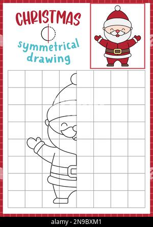 Christmas symmetrical drawing worksheet. Complete fir tree picture ...
