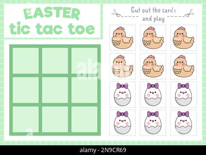 Vector Easter tic tac toe chart with cute bunny rabbit and mouse ...