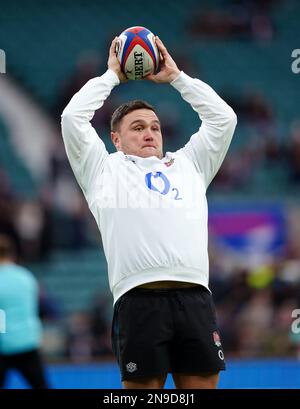 England's Jamie George warming up prior to kick-off before the Guinness ...