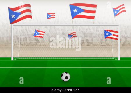 Puerto Rico flag soccer ball in net. Vector sport illustration Stock ...