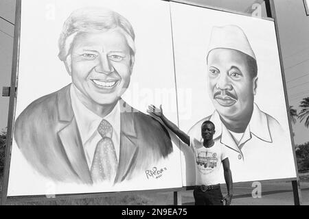 Jimmy Carter and President William Tolbert of Liberia participate in a ...