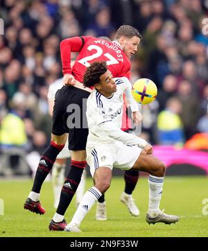 Tyler Adams #12 of Leeds United celebrates the opening goal scored by ...