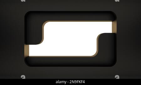 rectangle with rounded corners in the black wall and pedestal. 3d ...
