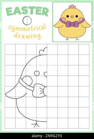 Easter symmetrical drawing worksheet. Complete the bunny picture ...
