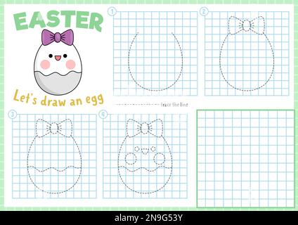 Complete the egg picture. Vector Easter drawing practice worksheet ...