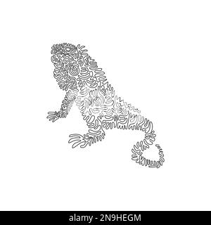 One continuous line drawing of iguana lizard. Exotic reptile animal for ...